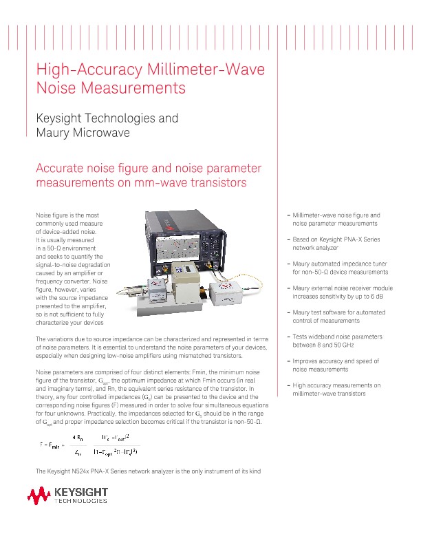 High Accuracy Millimeter Wave Noise Figure And Noise Parameter Measurements Pdf Asset Page